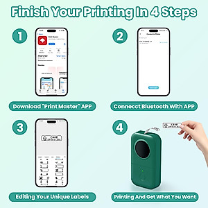 Label Maker - Thermal Smart Mini Label Printer Machine - COLORWING D30 Bluetooth Wireless Portable Labeling Printer, Compatible with iOS & Android (USB Rechargeable)