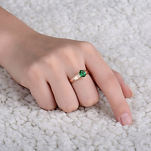 Lanmi Solid 14K Rose Gold Natural Green Emerald Diamonds Engagement Ring Wedding Rings for Ladies Women Promotion