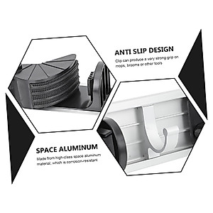 OKUMEYR 2pcs Mop Holder Wall Mount Tool Organizers Cleaning Supplies Organizer Wall Mounted Organizer Nail Broom Holder Mops Wall Utility Rack Shelf Rakes Dustpans Hanger Black Abs