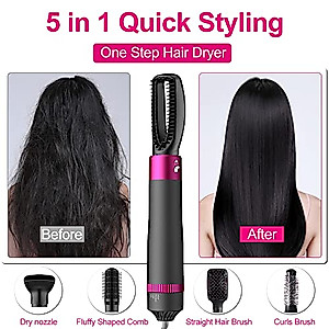 5 in 1 Hair Dryer Brush, Blow Dryer Brush Styler,Salon Negative Ionic Electric Hot Air Brush, Hair Straightener&Curly Hair Comb, Detachable Brush Hair Dryers for Women,Make Hair Smooth