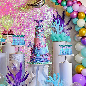 50 Pcs Mermaid Party Boxes Favors Cone Mermaid Gift Boxes with Glitter Tail and Purple Bow Mermaid Party Favors Paper Mermaid Candy Box for Girl Under the Sea Baby Shower Decorations Birthday Supplies