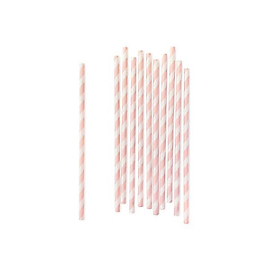 Light Pink Striped Paper Straws, Candy Pink and White Cake Pop Straws For Baby Shower Wedding Birthday Decoration Drinking Straws, White,Pink, 6*197mm