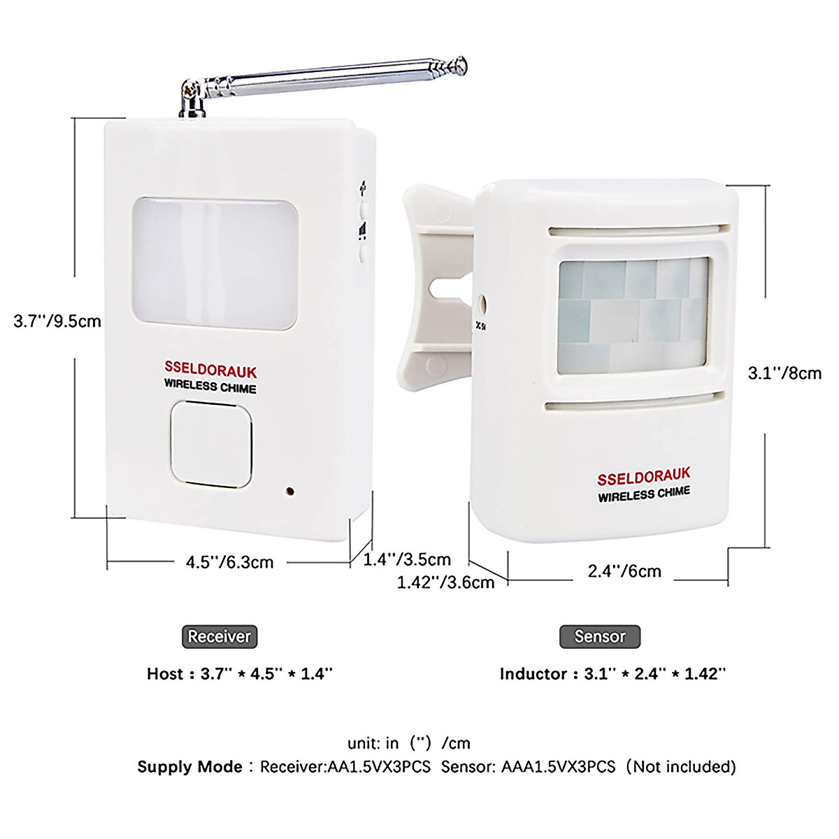 Dog Barking Alarm Motion Detector,Pir Wireless Human Body Walking Sensor Doorbell Door Security Alert System Device for Home or Office Burglar Deterrent (1Sensor + 1Receiver, White)