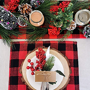 6.6 feet Artificial Christmas Pine Garland with Berries Pinecones Cypress Winter Greenery Garland for Holiday Season Mantel Fireplace Table Runner Centerpiece Decoration