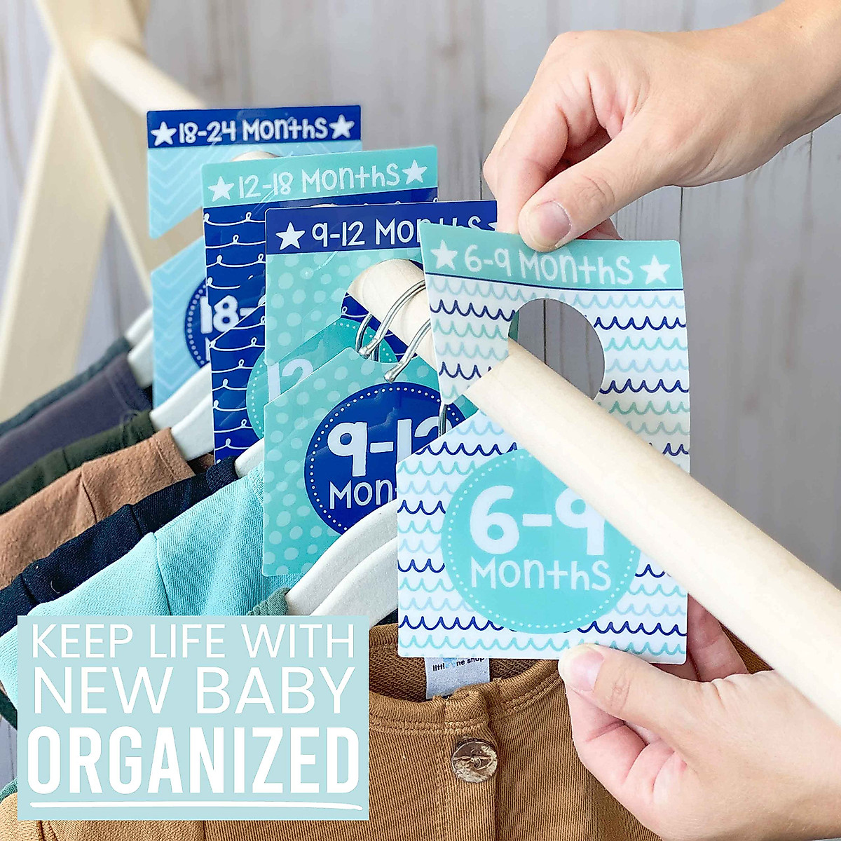 6 Baby Closet Size Dividers Boy - Blue Baby Closet Dividers by Month, Baby Closet Organizer for Nursery Organization, Baby Essentials for Newborn Essentials Baby Boy, Nursery Closet Dividers Boy