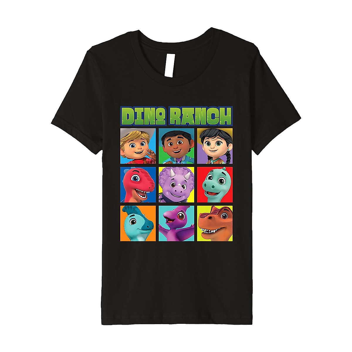 Kids Dino Ranch Pre-Westoric Ranchers Jon, Miguel, Min and Dinos Premium T-Shirt