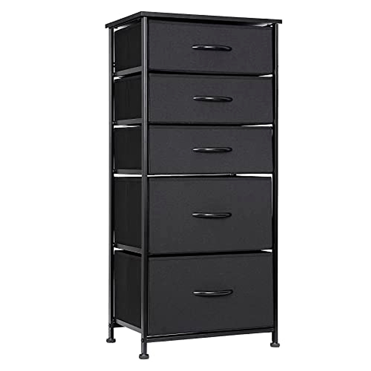 ZenStyle Fabric Dresser with 5 Drawers, Vertical Dresser Storage Tower, Storage Cabinet Organizer Unit for Bedroom, Living Room, Closet, Entryway, Hallway, Nursery Room, Black