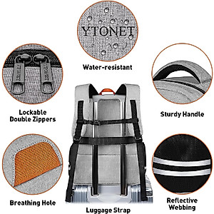 Ytonet Gym Backpack For Men Women, Travel Backpack With Shoe Compartment USB Charging Port, Water Resistant Medical Laptop Backpack Fit 15.6 Inch Notebook, Camping, Hiking, School, Grey