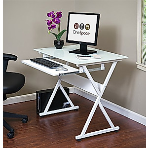 OneSpace Ultramodern Glass Computer Desk, White