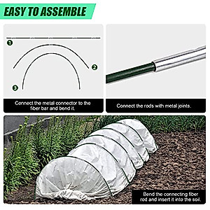 Green Garden Hoops 15 Sets of 6.56 ft Long 75pcs 15.7" with Dia 0.354 in Support Hoops for Garden Stakes,Raised Bed (75)