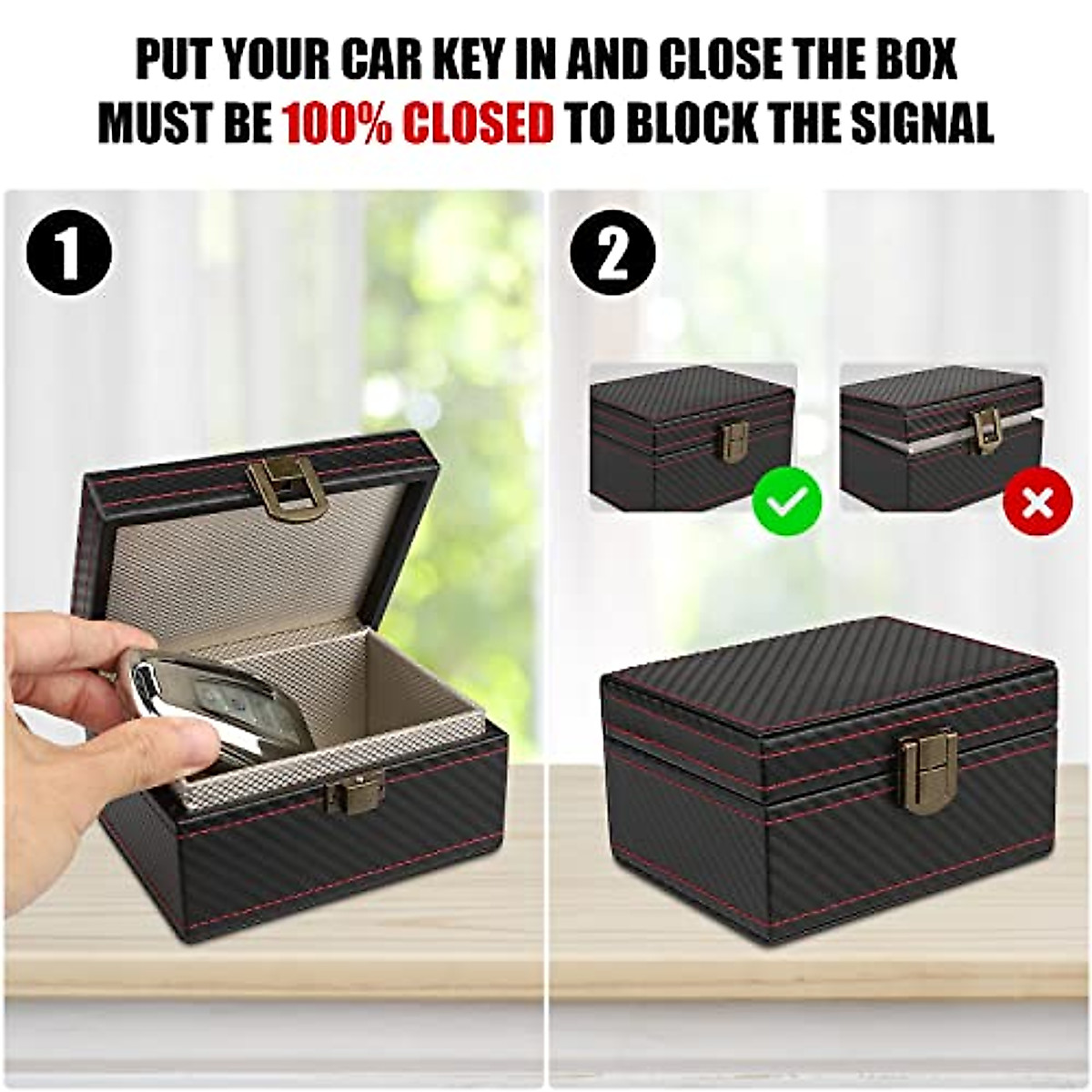 Faraday Box, [Carbon Fiber Texture] Diyife RFID Box for Car Keys, Key Fob Protector, Signal Blocker for Keyless Fob, Large Car Key Signal Blocker Cage, Signal Blocking Box for Car Keys Phones (Medium)