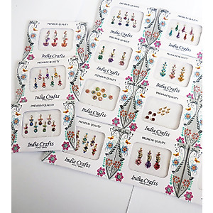 12 Combo Bindi Packs All in One- Multicolored Face Jewels Bindi Stickers Indian Forehead Tika