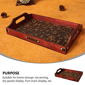 VOSAREA 1pc Chinese Style Fruit Plate Snack Cheese Wood Serving Tray Dessert Trays Coffee Table Tray Chinese Gongfu Tea Table Serving Tray Wood Food Plate Wood Plate Serving Plate Cookie