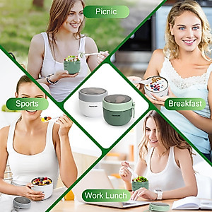 OAMCEG 2 Pack Overnight Oats Containers with Lids - 20 OZ Yogurt Cups Stainless Steel Inside Overnight Oats Jars with Spoon, Insulated Food Jars Portable Oatmeal Container Breakfast On The Go Cups