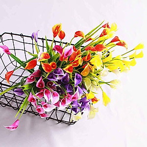 Doolitt 10 bunchs Artificial Flowers, Artificial Plants Outdoor Flowers Fake Mini Calla Lily Artificial Plants Anti-Ultraviolet Greenery Garden Home Decoration