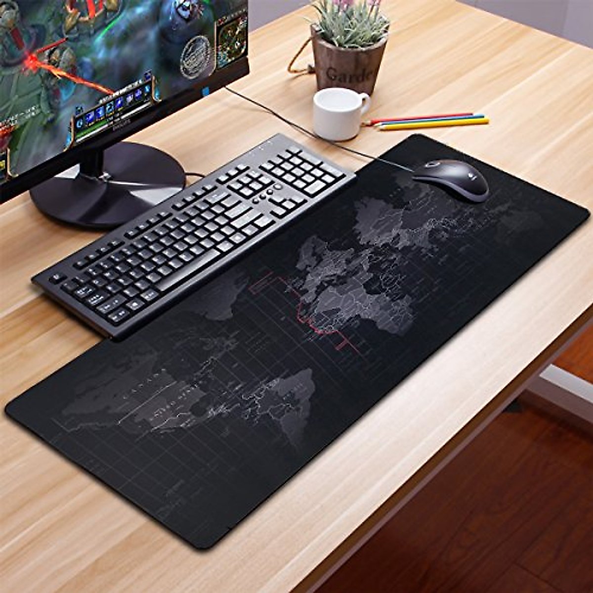 Large Gaming Mouse Map Pad with Nonslip Base-31.5x11.8x0.15 Inch|Extended XXL Size, Heavy|Thick, Comfy, Foldable Mat for Desktop, Laptop, Keyboard& More|Enjoy Precise & Smooth Operating Experience