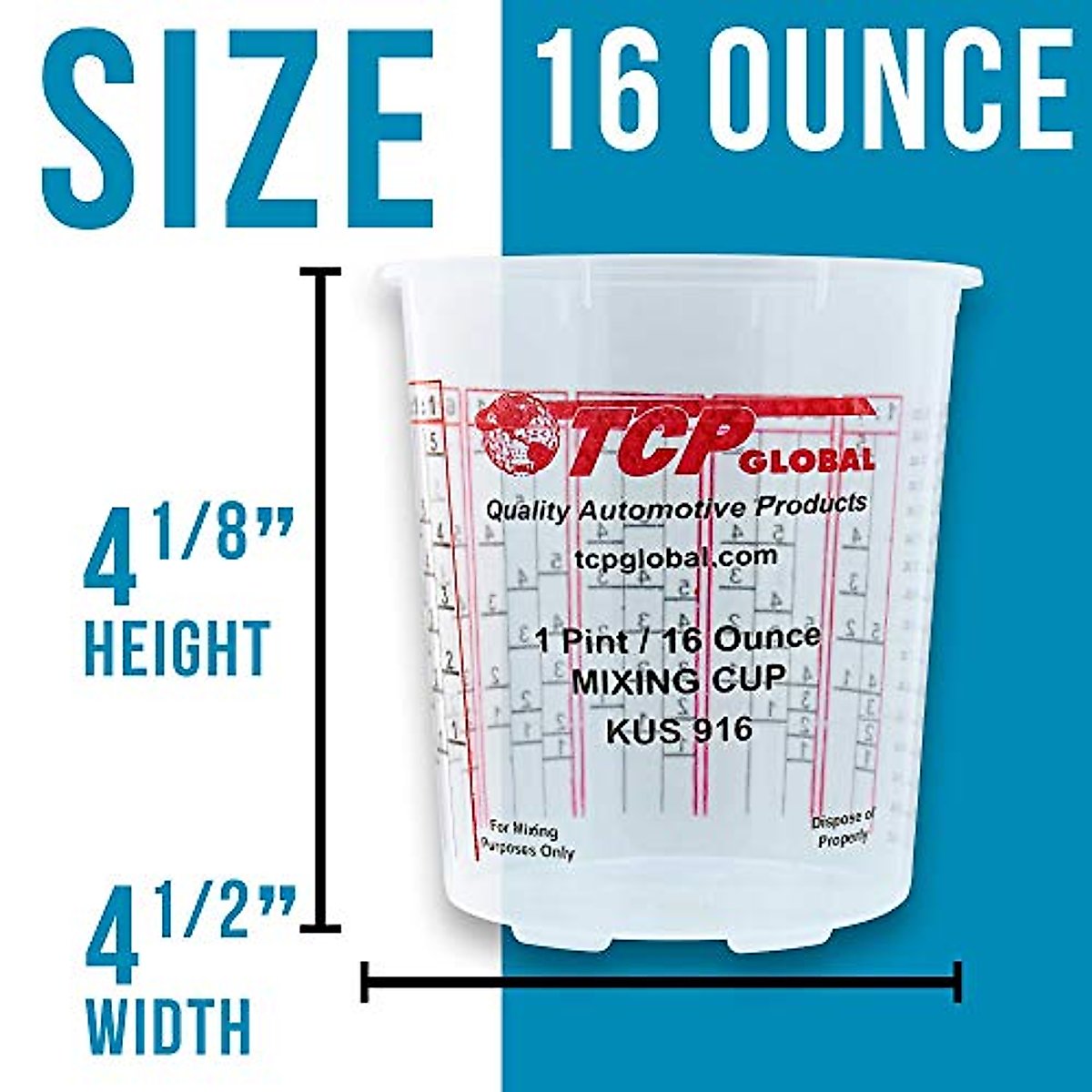 (Full Case of 100 each - Pint (16oz) Paint Mixing Cups) by Custom Shop - Cups have calibrated mixing ratios on side of cup Box of 100 Cups Epoxy Resin Epoxy Resin