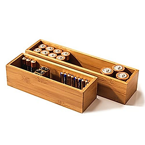 Seville Classics Bamboo Premium Organizer Storage Bins for Kitchen Silverware, Pantry, Closet, Office Desk, Pens, Utensils, Makeup, K Cup, Bamboo, Bin Set (10 Piece)