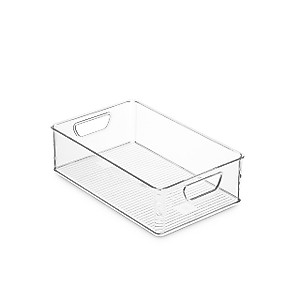 Munfix Set Of 16 Refrigerator Organizer Bins - Plastic Pantry Organization and Storage Baskets - Stackable Food Fridge Organizers with Cutout Handles for Freezer, Kitchen, Countertops, Cabinets