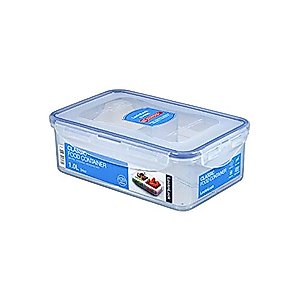 LocknLock Easy Essentials On The Go Meal Prep Lunch Box, Airtight Containers with Lid, BPA Free, Rectangle (3 Section) -34 oz, Clear