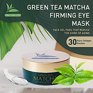 Green Tea Matcha Firming Eye Mask, 30 Pairs Collagen Patches For Fine Lines, Wrinkles, Under Eye Bags & Puffy Eyes Treatment, Face Gel Pads That Reduce The Signs Of Aging