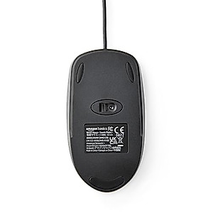 Amazon Basics 3-Button Wired USB Computer Mouse, Black - Pack of 30