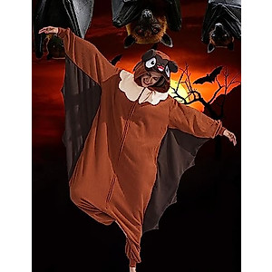 vavalad Adult Bat Onesie Pajamas Animal Cosplay Costume Halloween One-Piece Jumpsuit for women men