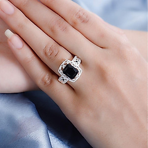 Shop LC Statement Ring for Women 925 Sterling Silver Black Tourmaline Black Spinel Jewelry Gifts for Women Size 8 Ct 2.49 Birthday Gifts