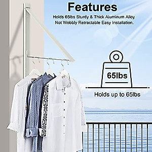 SunEegral Clothes Drying Rack Folding Indoor,Laundry Room Organization,Wall Mounted Drying Racks for Laundry,Laundry Drying Rack Collapsible,Laundry Drying Rack,Retractable Clothesline (White)