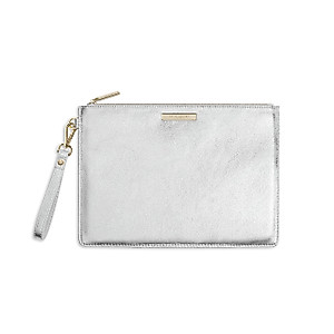 KATIE LOXTON Luxe Womens Medium Vegan Leather Wristlet Strap Clutch Purse Metallic Gold