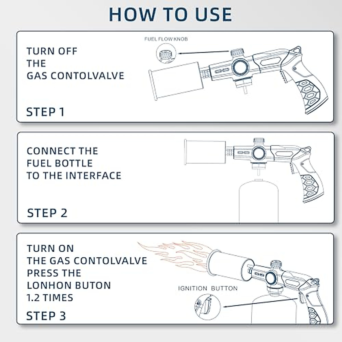 Amor En Casa Powerful Cooking Propane Torch, Charcoal Torch Lighter, Grill Flame Thrower for Sous Vide Charcoal Torch Lighter BBQ Searing Steak,Creme Brulee,Christmas Gifts - Propane Tank Not Included