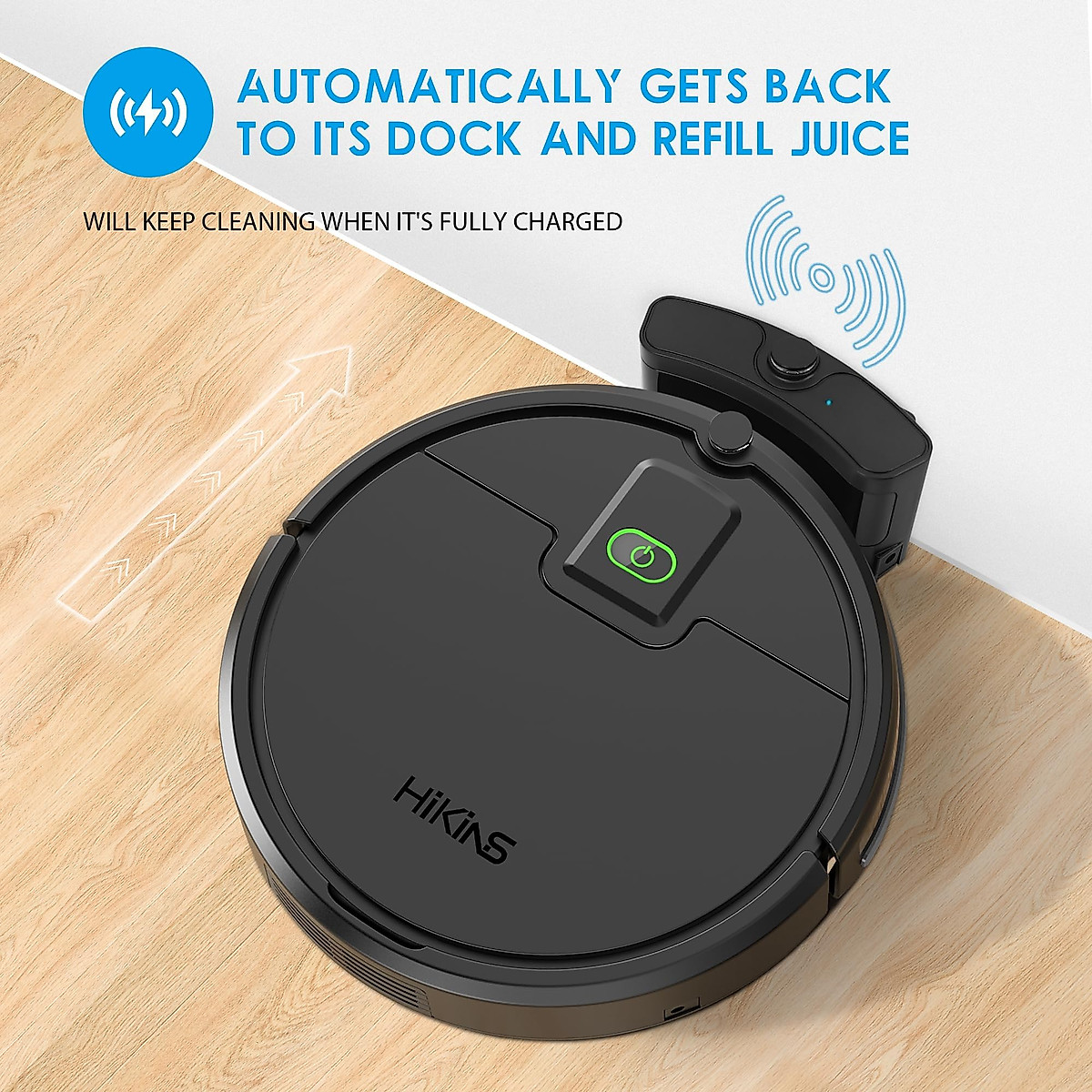 Robot Vacuum Cleaner,2500Pa Powerful Suction Robot Vacuums with Self-Charging,150Mins,Tangle-Free Robotic Vacuums Cleaner, Low Noise, Ideal for Hard Floor, Low-Pile Carpets & Pet Hair