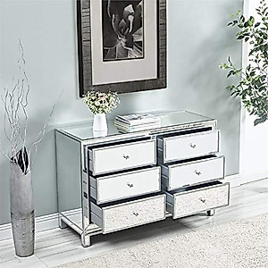 Elegant Decor Dresser 6 Drawers 48in. W x 18in. Din. x 32in. H in Antique Silver Paint