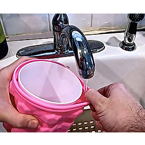 The Ultimate Mini Ice Cube Maker Pink Silicone Bucket Ice Mold and Storage Bin, Portable 2 in 1 Ice Cube Maker, Small Ice Container Makes Frozen Ice Cubes, Craft Ice, Closed Ice Cube Tray, Round