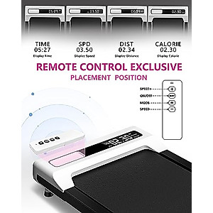 Walking Pad Treadmill Under Desk,Quiet Compact Desk Treadmill for Work from Home Office,Large Capacity with Rmote Control
