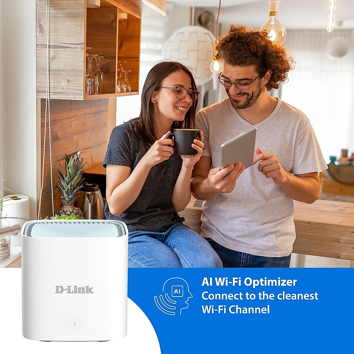 D-Link M15/2 Eagle Pro AI Mesh WiFi 6 Router System (2-Pack) AX1500 - Multi-Pack for Smart Wireless Internet Network, Voice Control