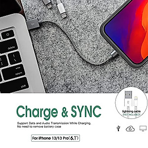 GIN FOXI Battery Case for iPhone 13&13Pro, Real 7000mAh Ultra-Slim Battery Charging Case Rechargeable Anti-Fall Protection Extended Charger Cover for iPhone 13&13Pro Battery Case(6.1 inch) Black