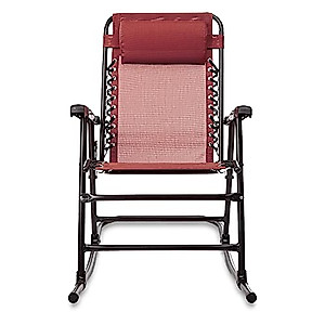 Amazon Basics Outdoor Textilene Zero Gravity Folding Lounge Rocker with Pillow, Red