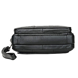 KPYWZER Leather Clutch Purse Wallet Men Wristlet Holder Wrist Bag Pack Business Handbag Black