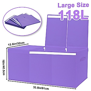 Pantryily Extra Large Toy Box for Girls Boys - Collapsible Toy Chest Boxes Organizers and Storage for Nursery,Playroom,Office (Violet) 35.8"x12.6"x16"