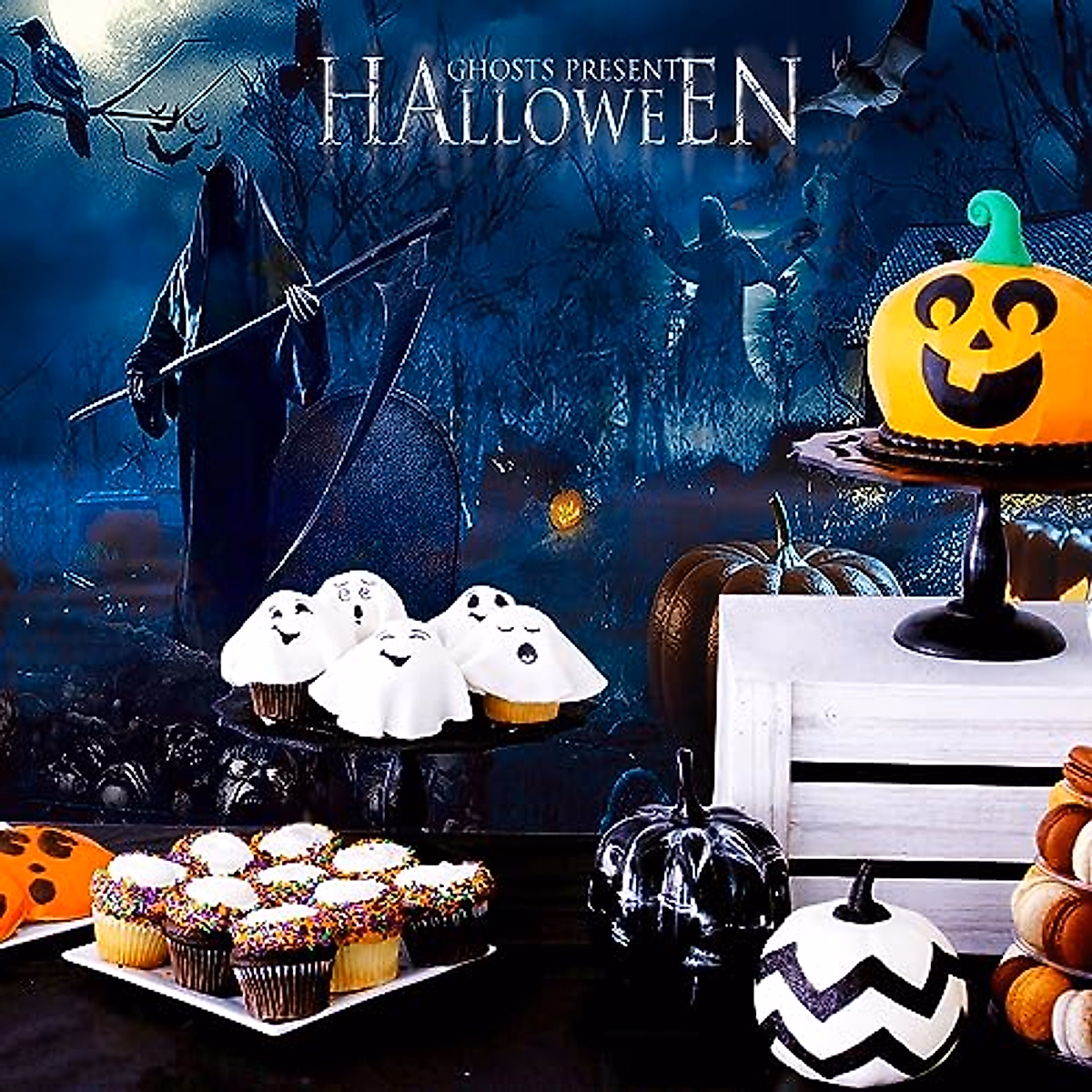 AEAHALY 7x5ft Halloween Ghost Theme Party Decoration Backdrop