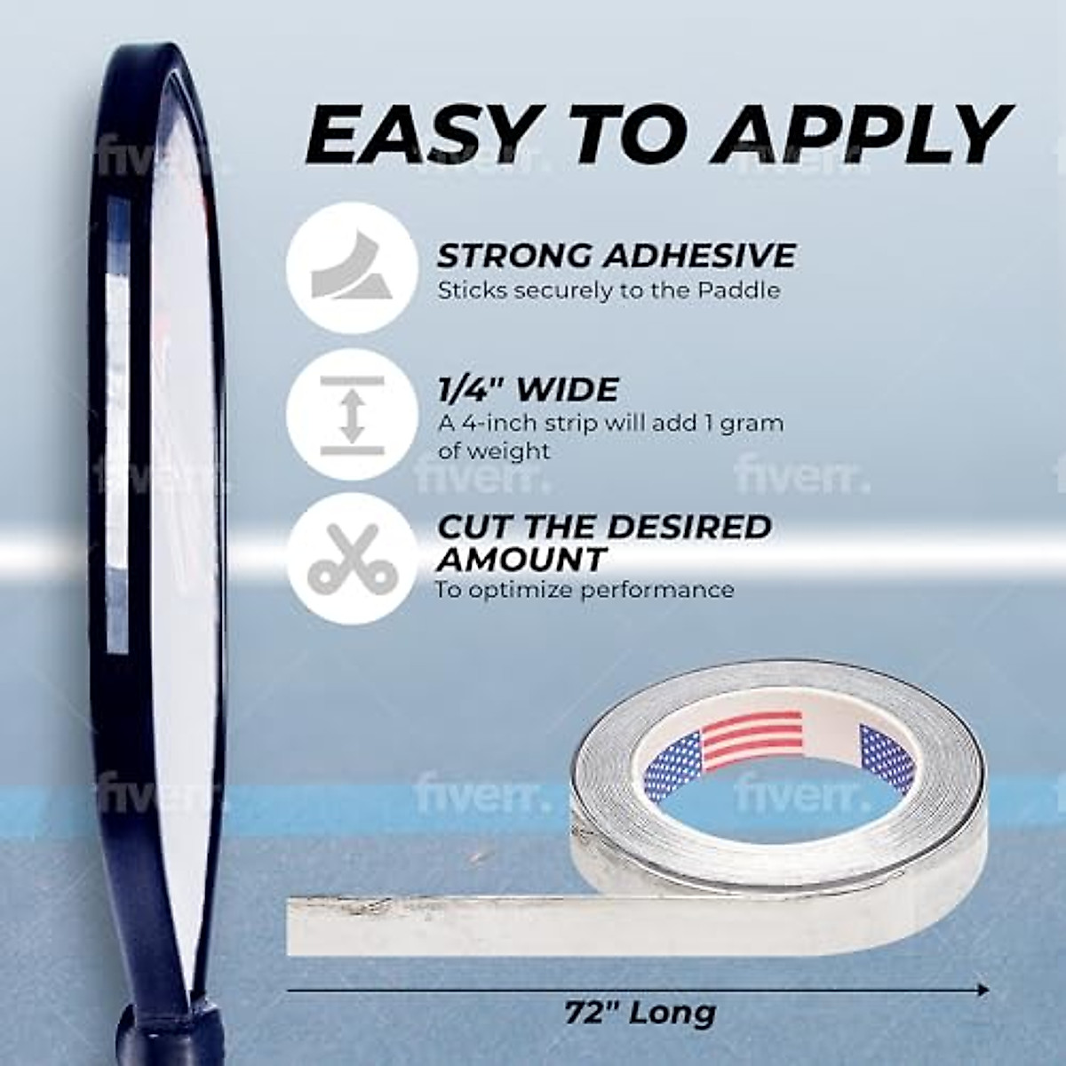 Tourna Pickleball Paddle Lead Tape - add power to Pickleball Paddles