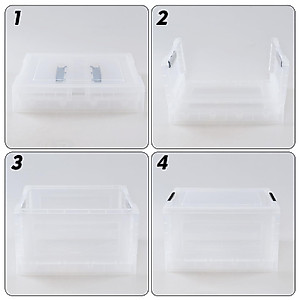 Esdiplot 4 Packs Clear Plastic Collapsible Storage Boxes, Folding Plastic Containers with Lids, 30 L