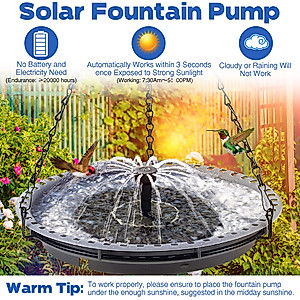 Dreyoo Solar Bird Bath Fountain for Outdoor, Solar Powered Hummingbird Water Fountain Combo Set, Bird Bath Bowl with Solar Fountain Pump with 4 Water Spray for Garden Yard Patio Lawn (Hanging)
