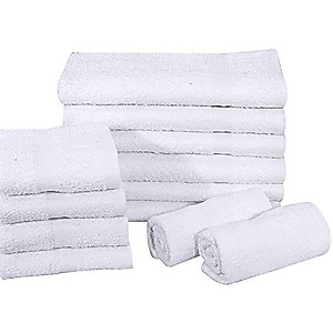GOLD TEXTILES 24 New White (15x25 Inches) Hotel Hand Towels Cotton Blend Thin Light Weight Quick Drying