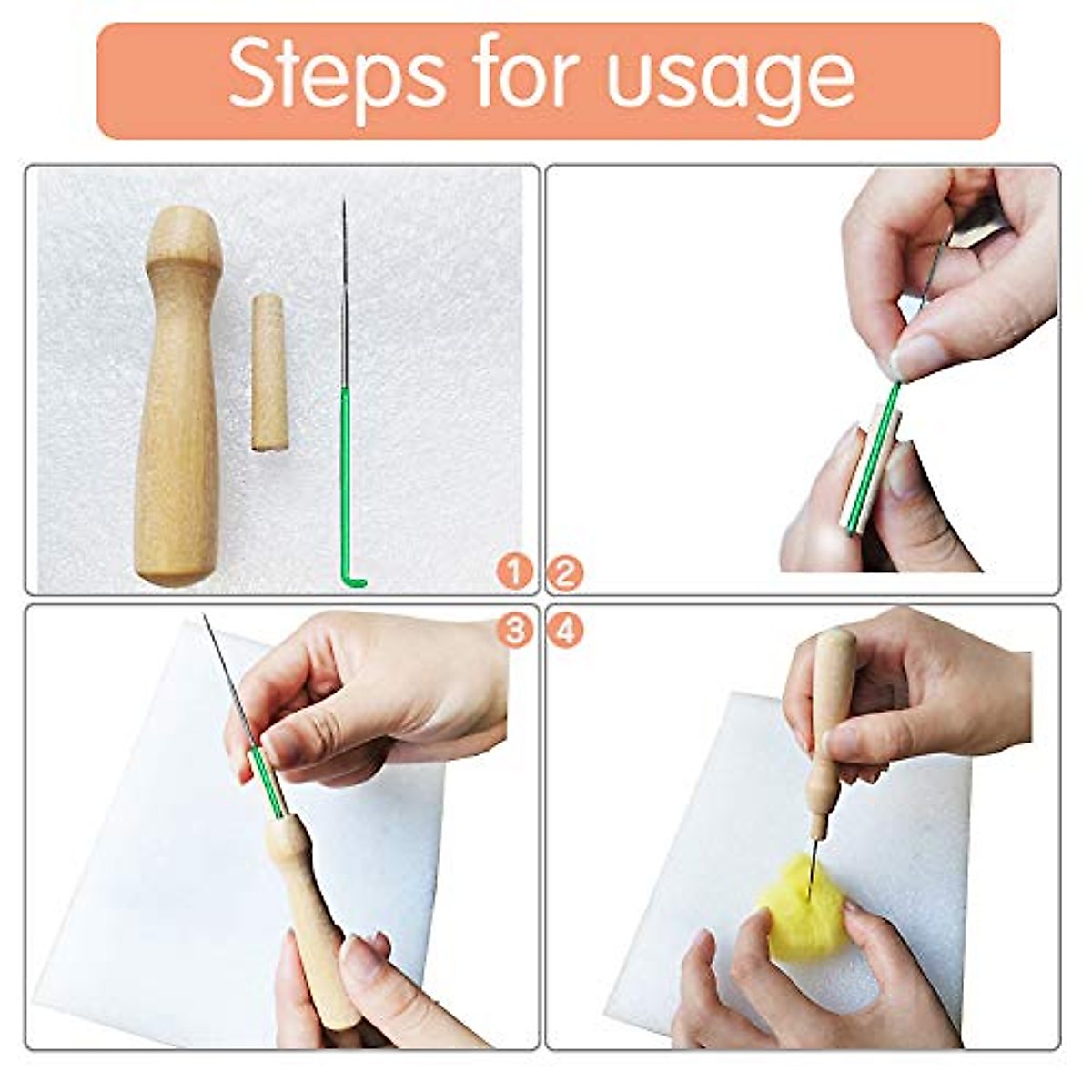 JUPEAN Needle Felting Kit, Wool Roving (5g/Color), Complete Needle Felting Starter Kit with Basic Felt Tools and Supplies Wool Fibre Spinning Craft Wet Felting Material for Beginners