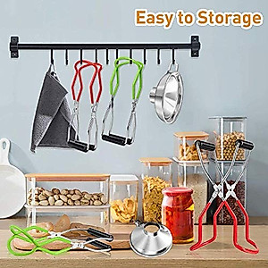 Jar Lifter tongs and Canning Rack Set with Canning Funnel,Stainless Steel Funnel Kitchen Jar Funnel Jar Lifter Tongs and Anti-Slip Canning Jar Lifter