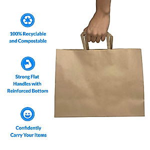 Reli. Paper Shopping Bags | 60 Pcs | Large 16"x6"x12" | Brown Paper Bags with Handles | Heavy Duty, 68 lbs Basis | Kraft Bags With Wide Base | Take Out/To Go, Retail, Shopping, Restaurant