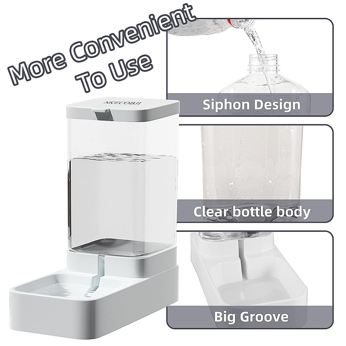 NKECOBJI Gravity Pet Feeder and Water Dispenser Set, Automatic Dog Feeder and Dog Water Dispenser for Dogs Cats Pets Animals Large Capacity(Water Feeder)