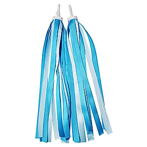 CLISPEED 3 Pair Kids Bicycle Tassel Ribbon Children Scooter Handlebar Streamers Bicycle Grips Ribbon Bike Handlebar Scooter Streamers (Blue-250mm)